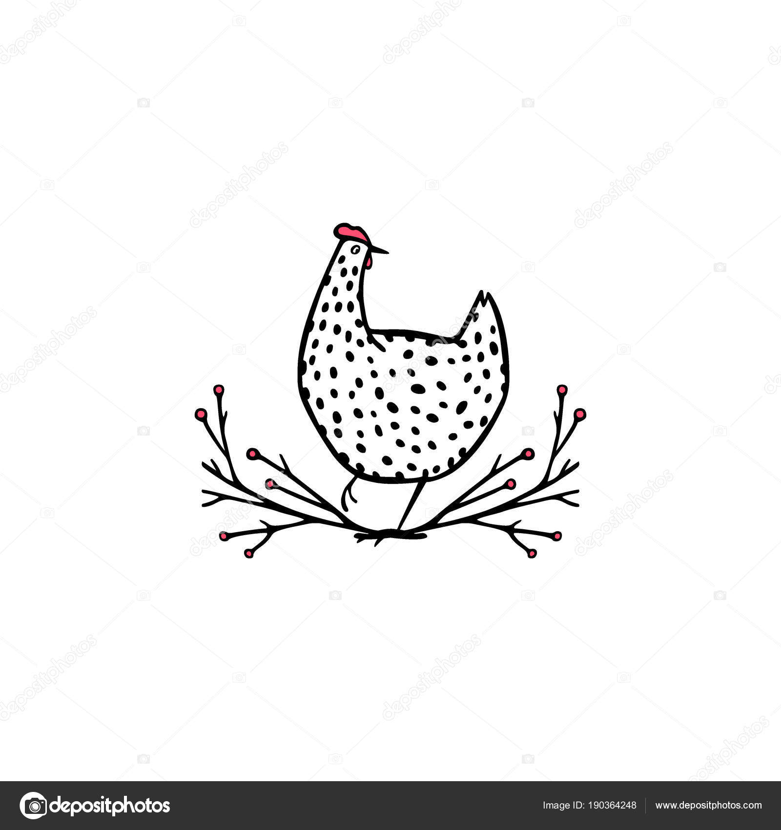 Hand drawn chicken emblem Stock Vector by ©Ezhevica 190364248