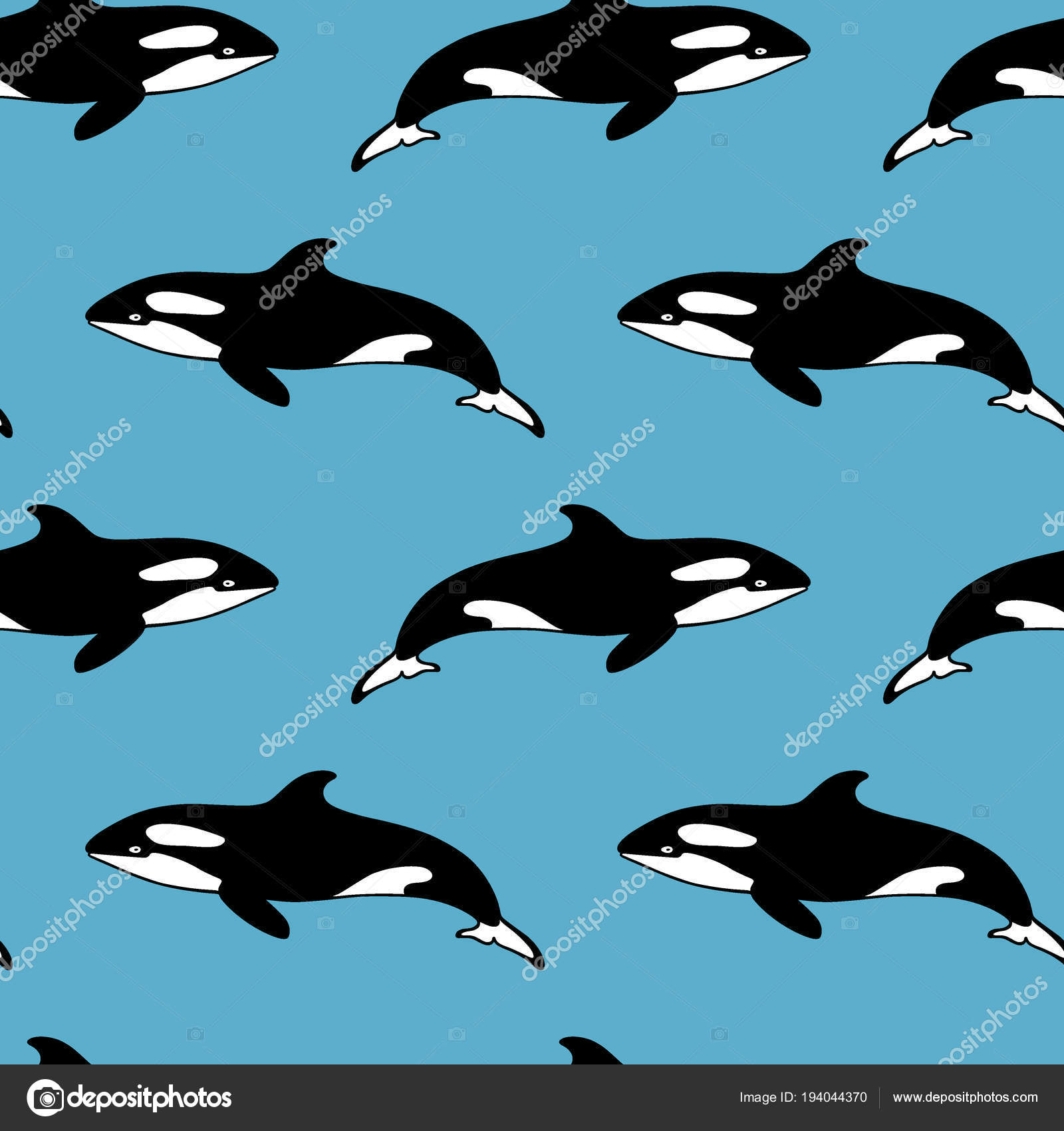 Hand drawn killer whale pattern Stock Vector Image by ©Ezhevica #194044370