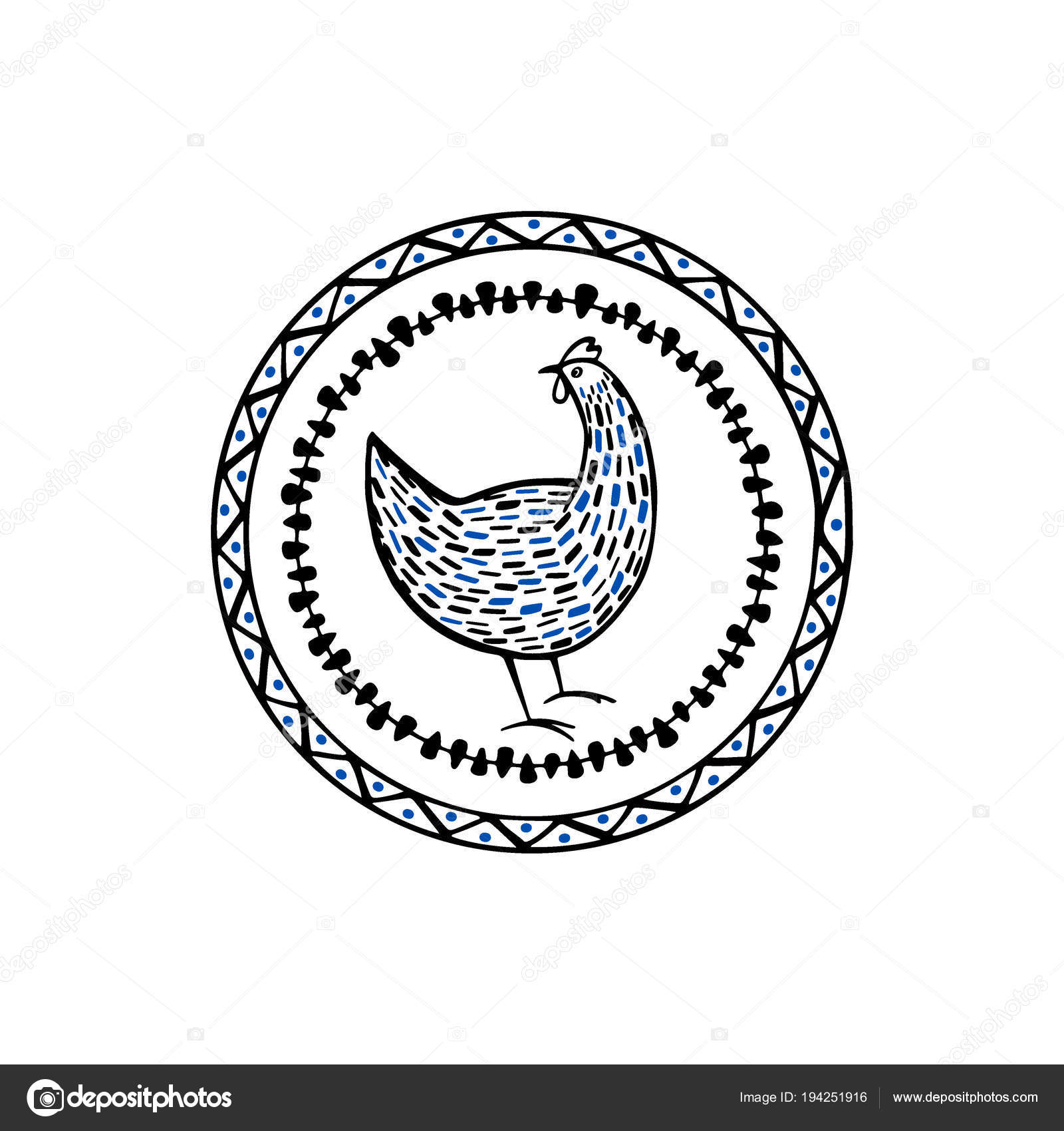 Hand drawn chicken emblem Stock Vector by ©Ezhevica 194251916