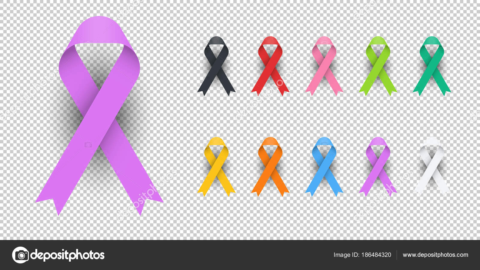 Realistic Colorful Awareness Ribbons Design Element Banner Emblem Sign ...