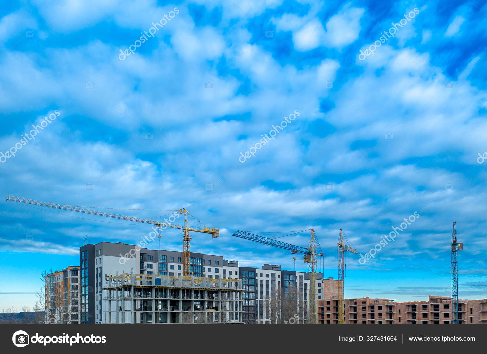 Construction site. High-rise multi-storey buildings under construction ...