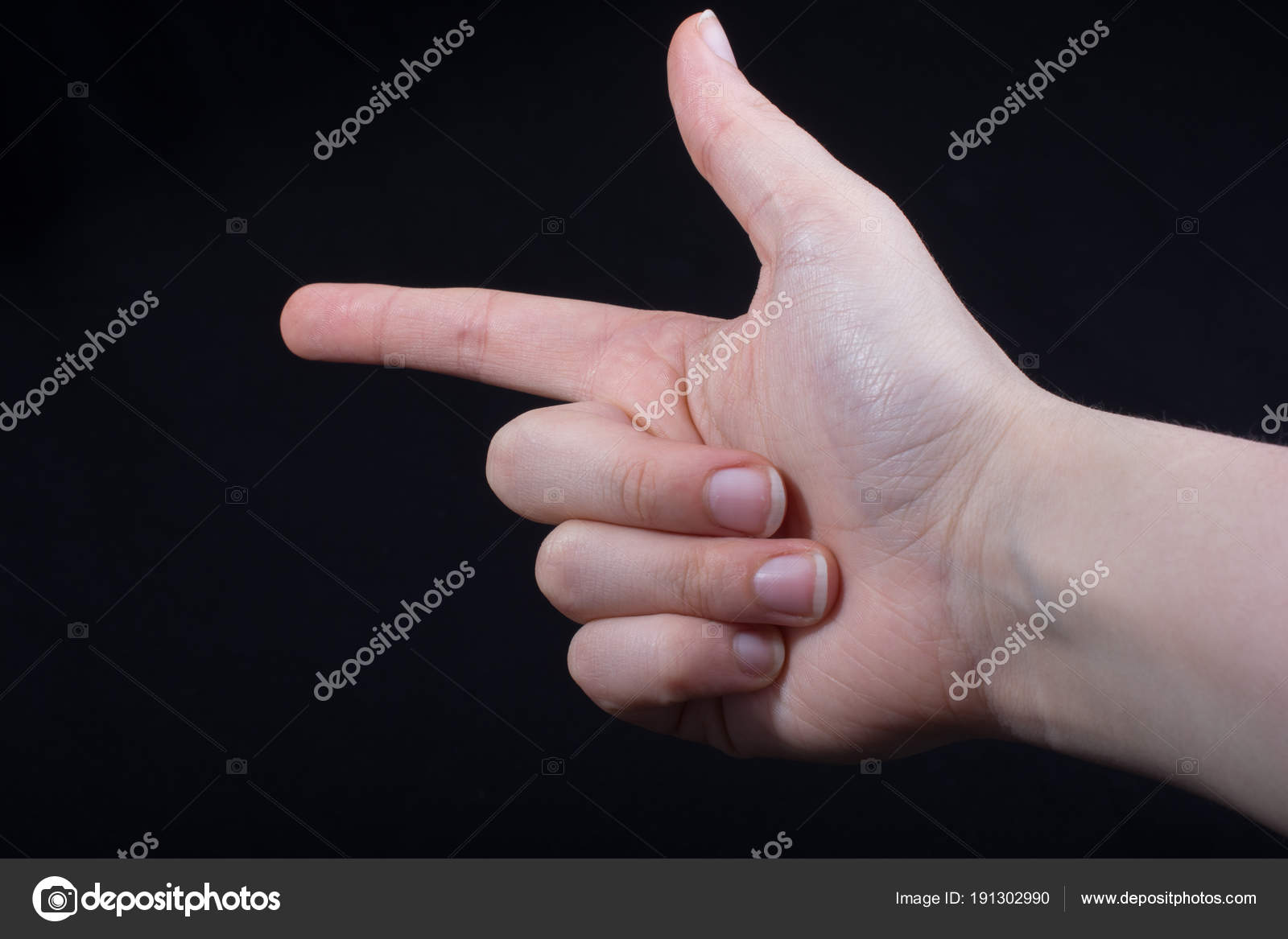 Hand gesture pointing fingers pistol-like handgun Stock Photo by ...