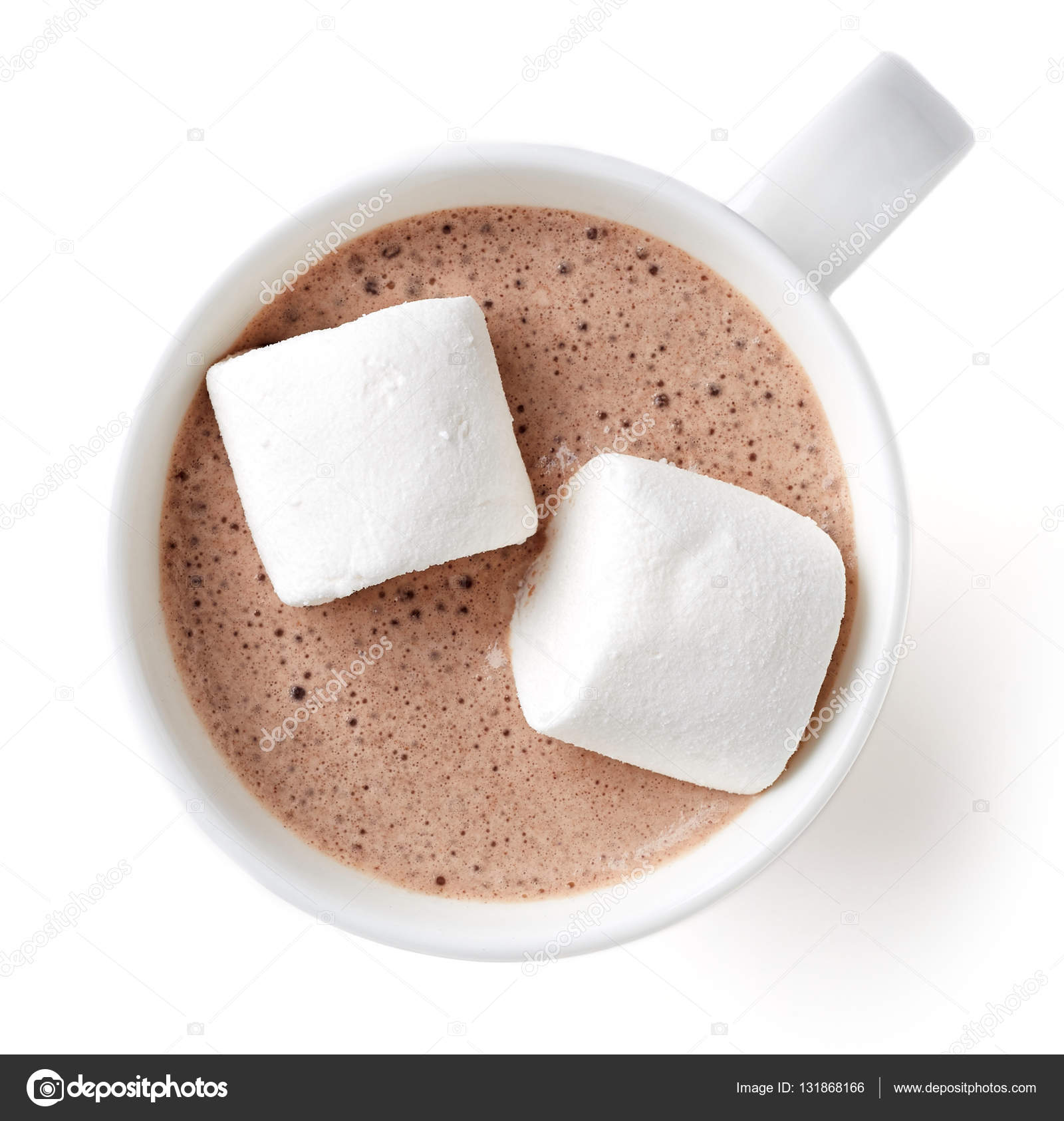 Cocoa drink in white mug isolated on white, from above Stock Photo by ...