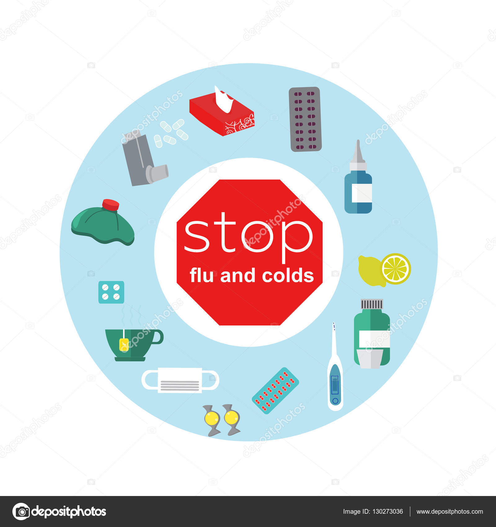 Stop flu&cold. Ideal for health and medical flu season themed ...