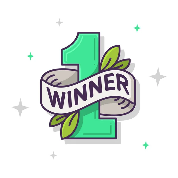 The Winner. Leaf Illustrated Number One. Thin Line Art Vector Gr Stock ...