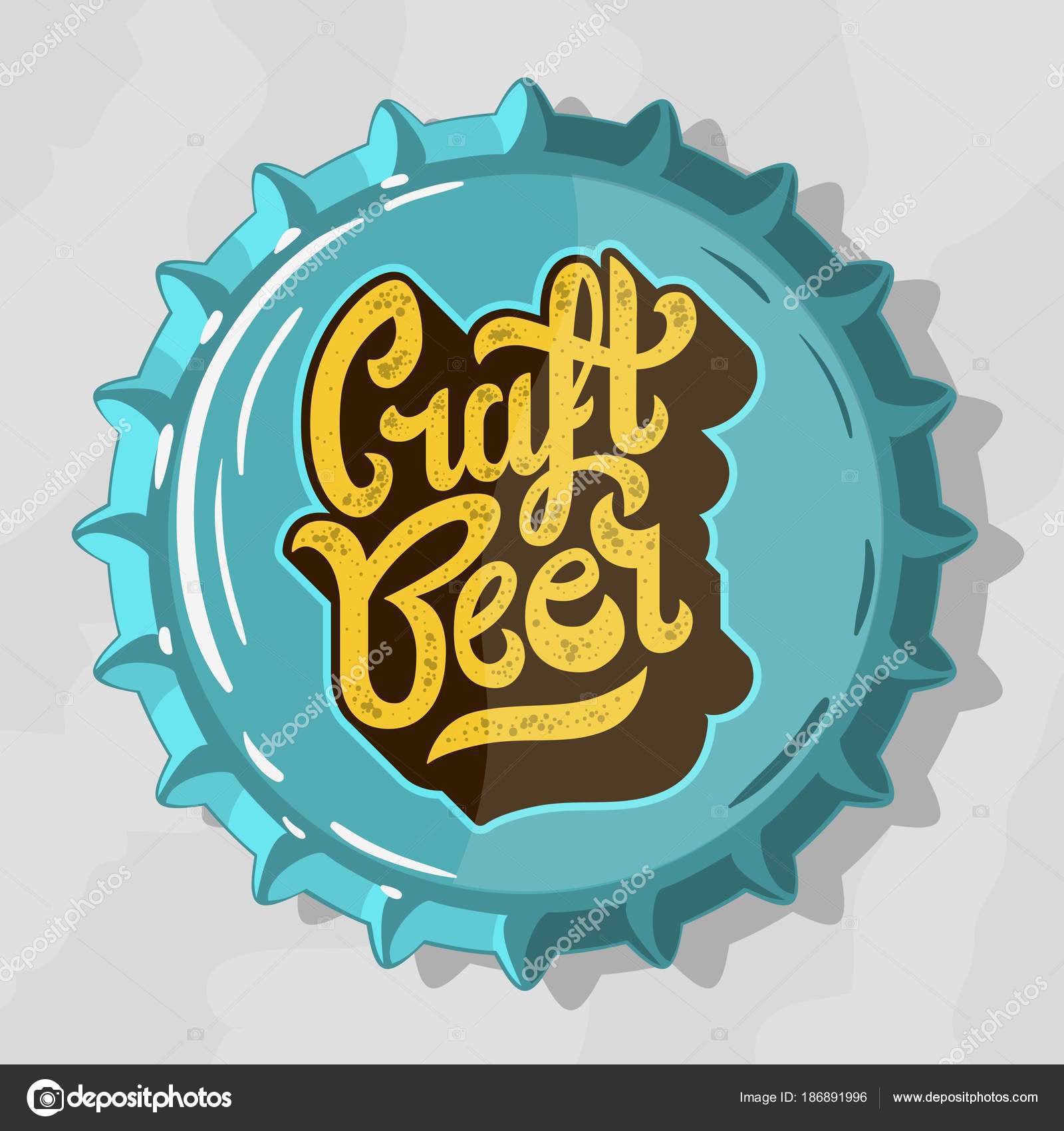 Craft Beer Script Lettering Logo With Top View Beer Bottle Cap. Stock ...