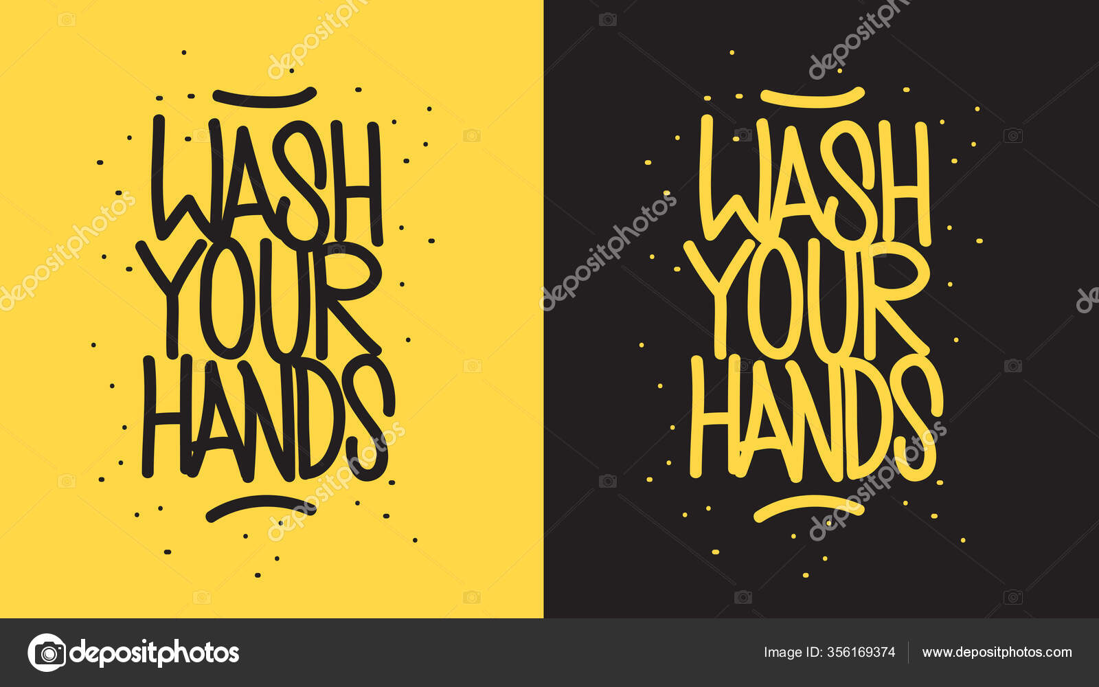Wash Your Hands Motivational Slogan Hand Drawn Lettering Vector Design ...
