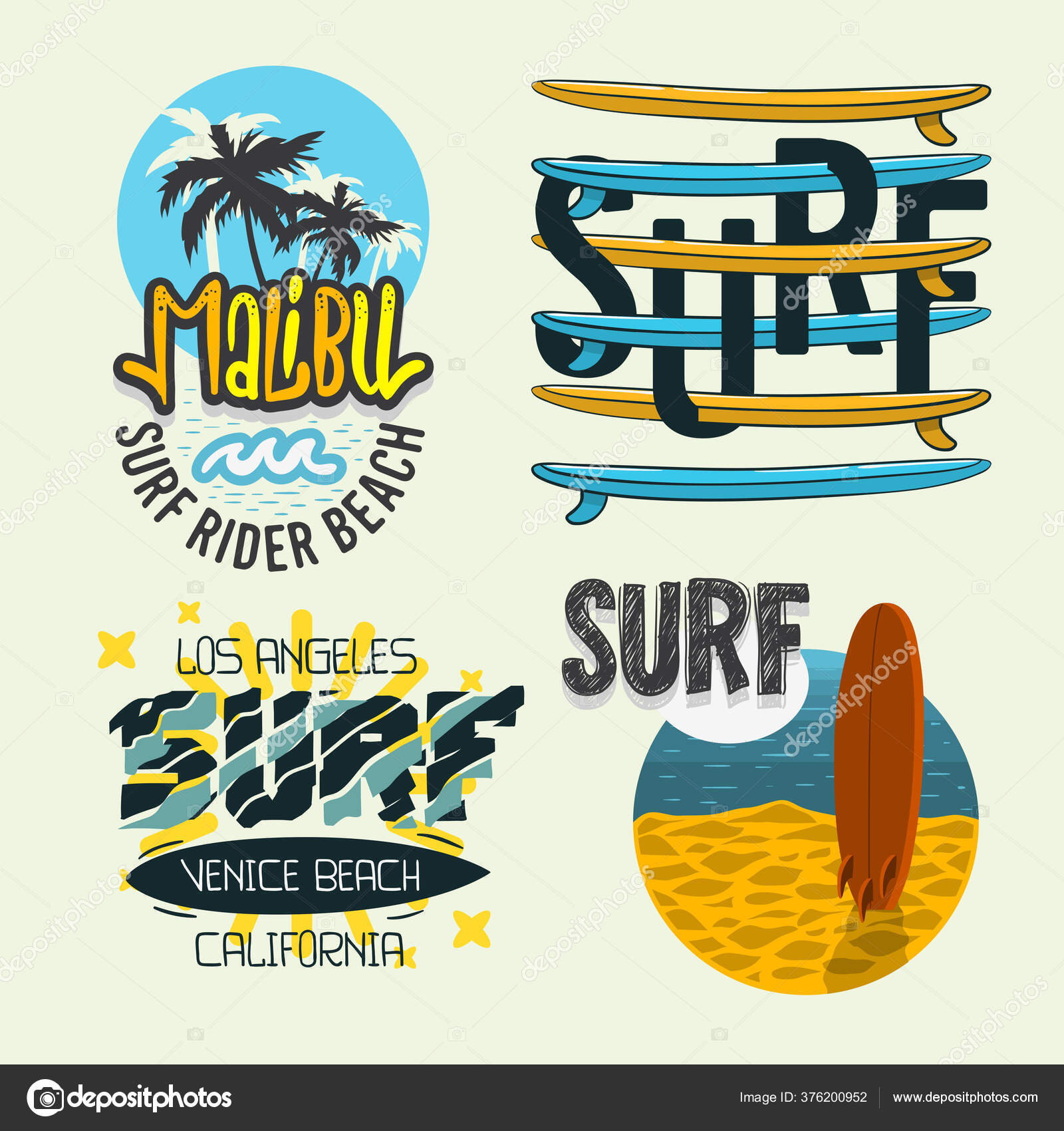 Surfing Style Surf Summer Time Beach Life Hand Lettering Vector ...