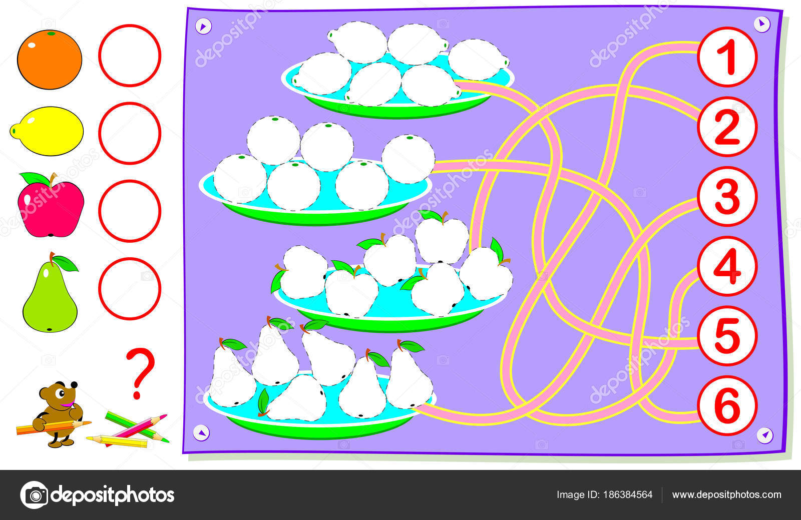 Logic Exercise Young Children Need Paint Corresponding Quantity Fruits ... Logic Exercise Young Children Need Paint Corresponding Quantity Fruits ...