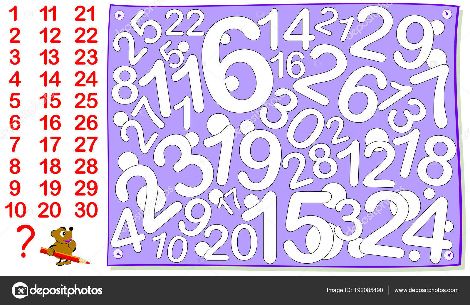 Logic Puzzle Game Young Children Find All Numbers Till Paint Stock ... Logic Puzzle Game Young Children Find All Numbers Till Paint Stock ...