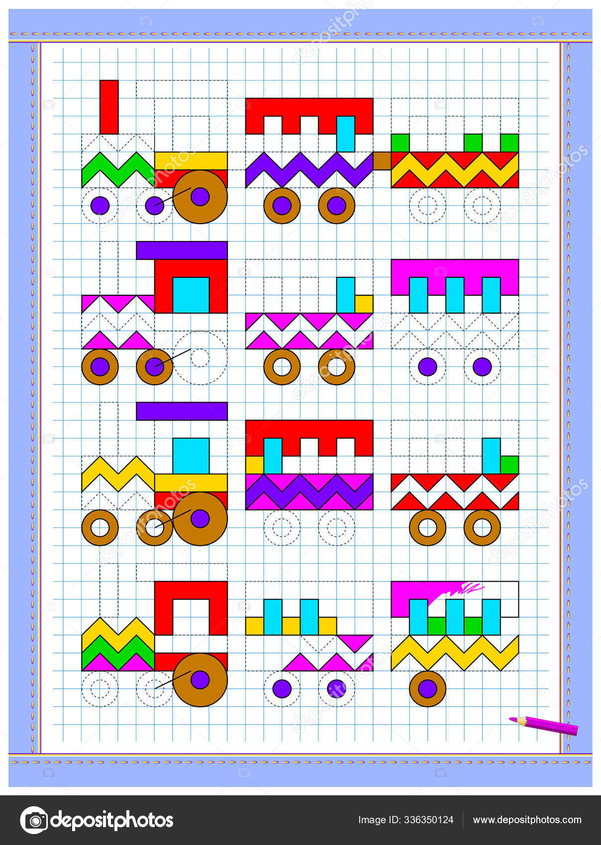 Educational Page Kids Printable Worksheet Square Paper Children Paint ...