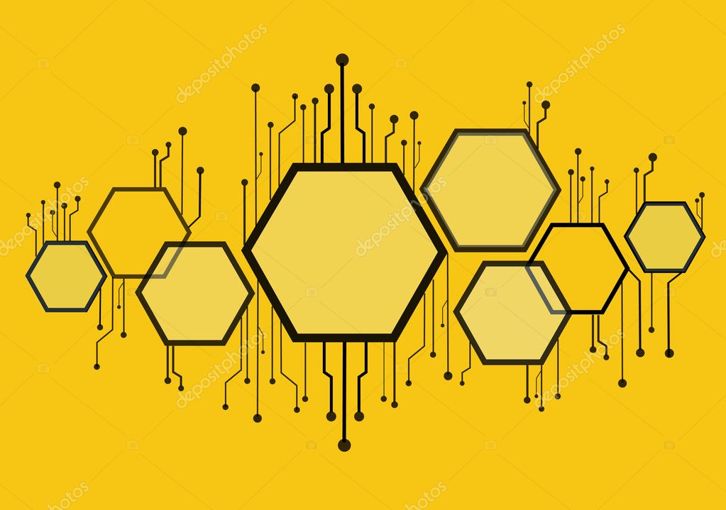 Abstract hexagon and technology line background Stock Vector by ©h ...