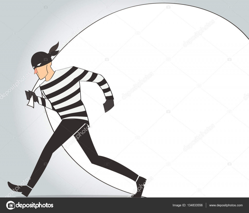 Thief in a mask character vector bandit cartoon illustration with ...