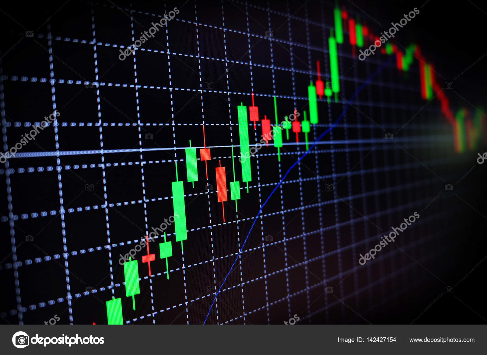 Stock Exchange green and red graph with black background , Forex market ...