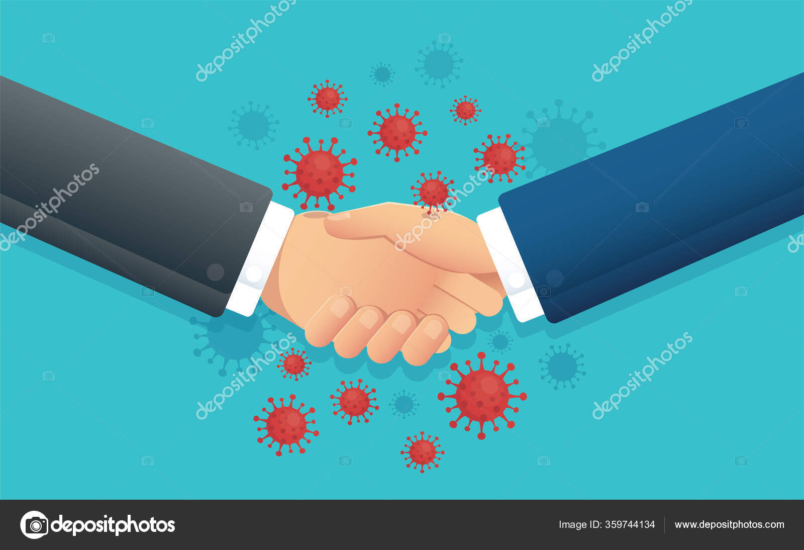 Handshake Concept Social Distance Corona Virus Covid Infection Vector ...