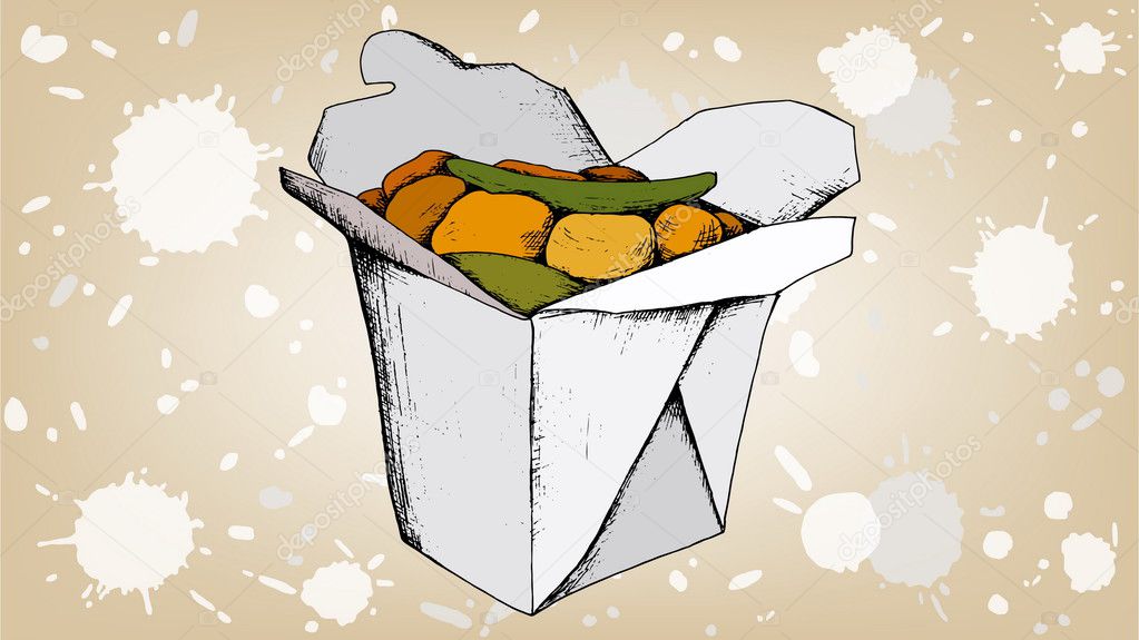 Chinese Food Box Cartoon