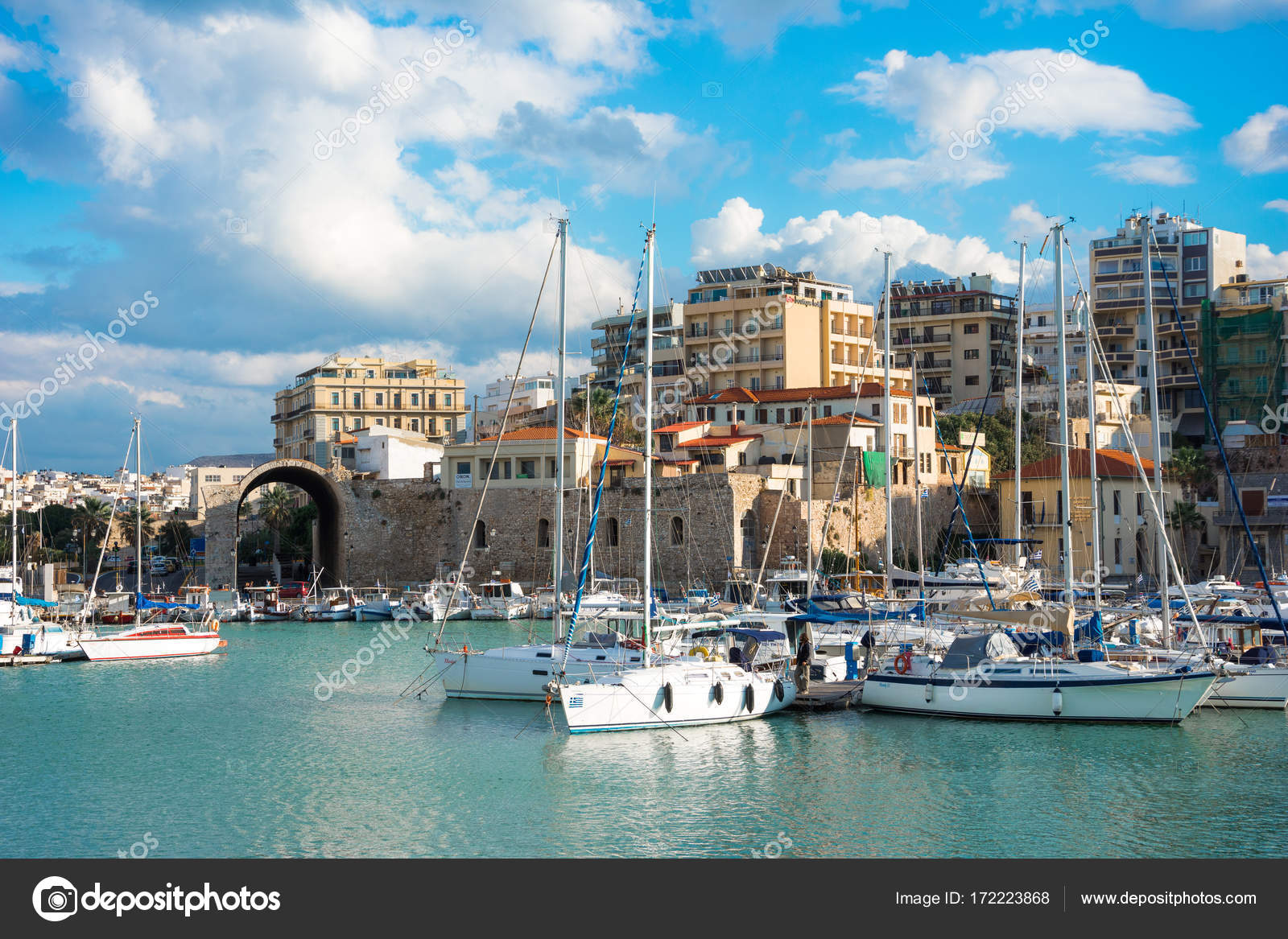 Neoria, old venetian walls of the shipyards at Heraklion, Crete, Greece ...