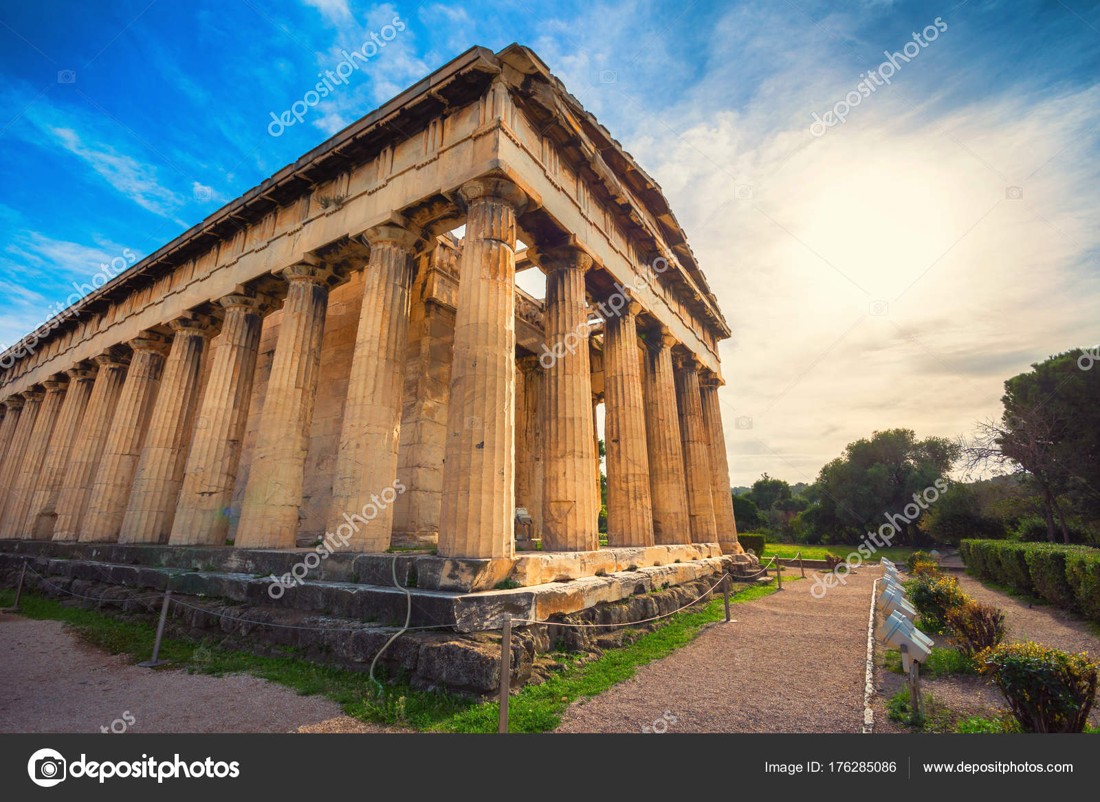 Temple Hephaestus Ancient Market Agora Rock Acropolis Athens Greece ...