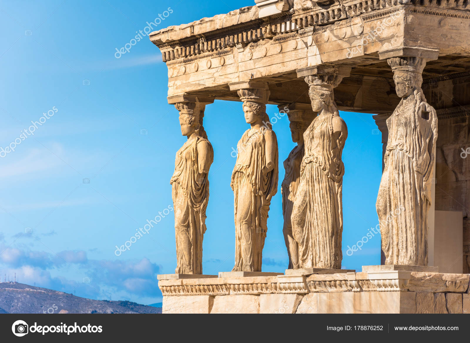 Karyatides Statues Erehtheio Acropolis Athens Greece Stock Photo by ...
