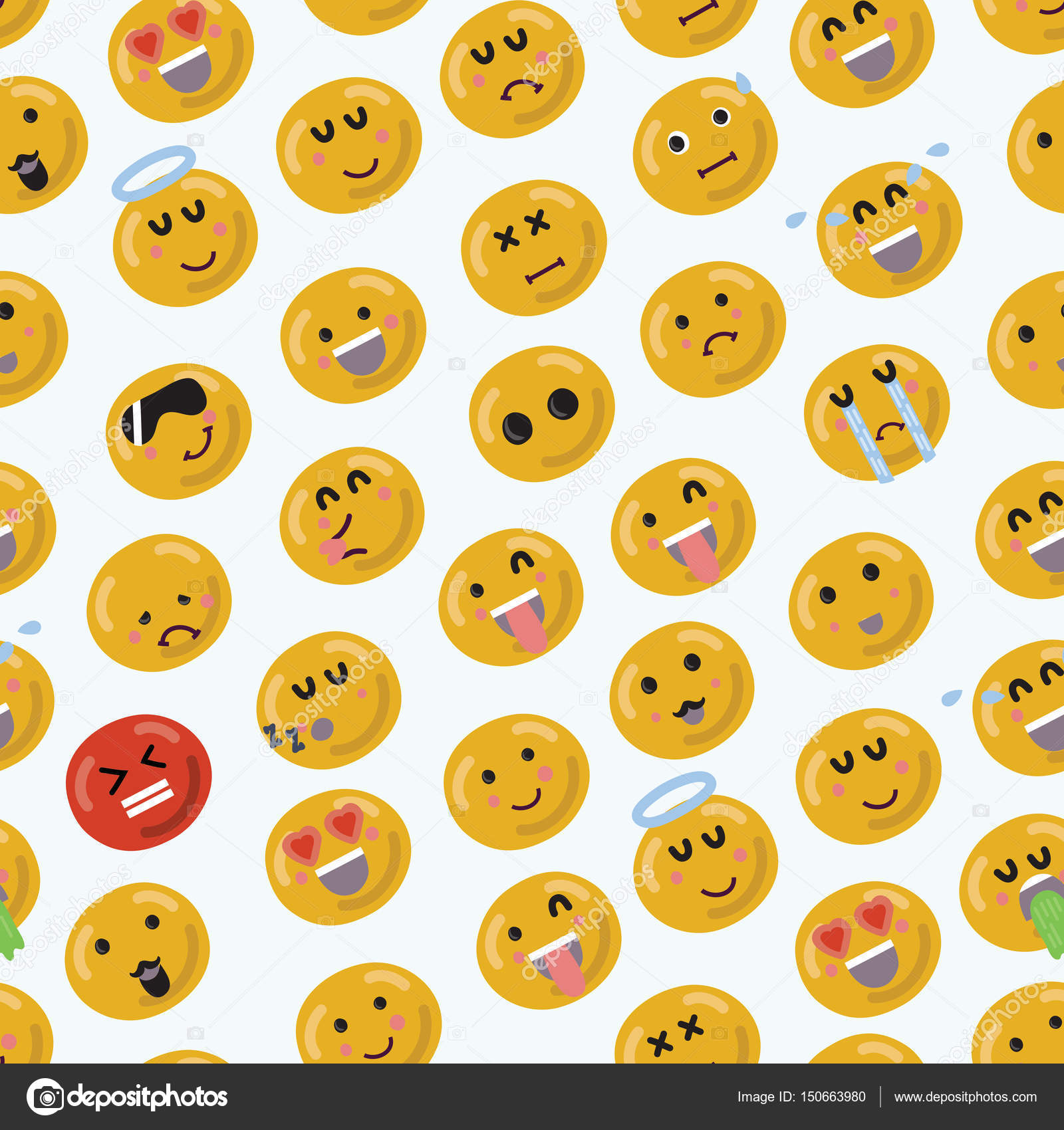 Smiley Face Seamless Pattern : Vector Illustration Stock Vector Image ...