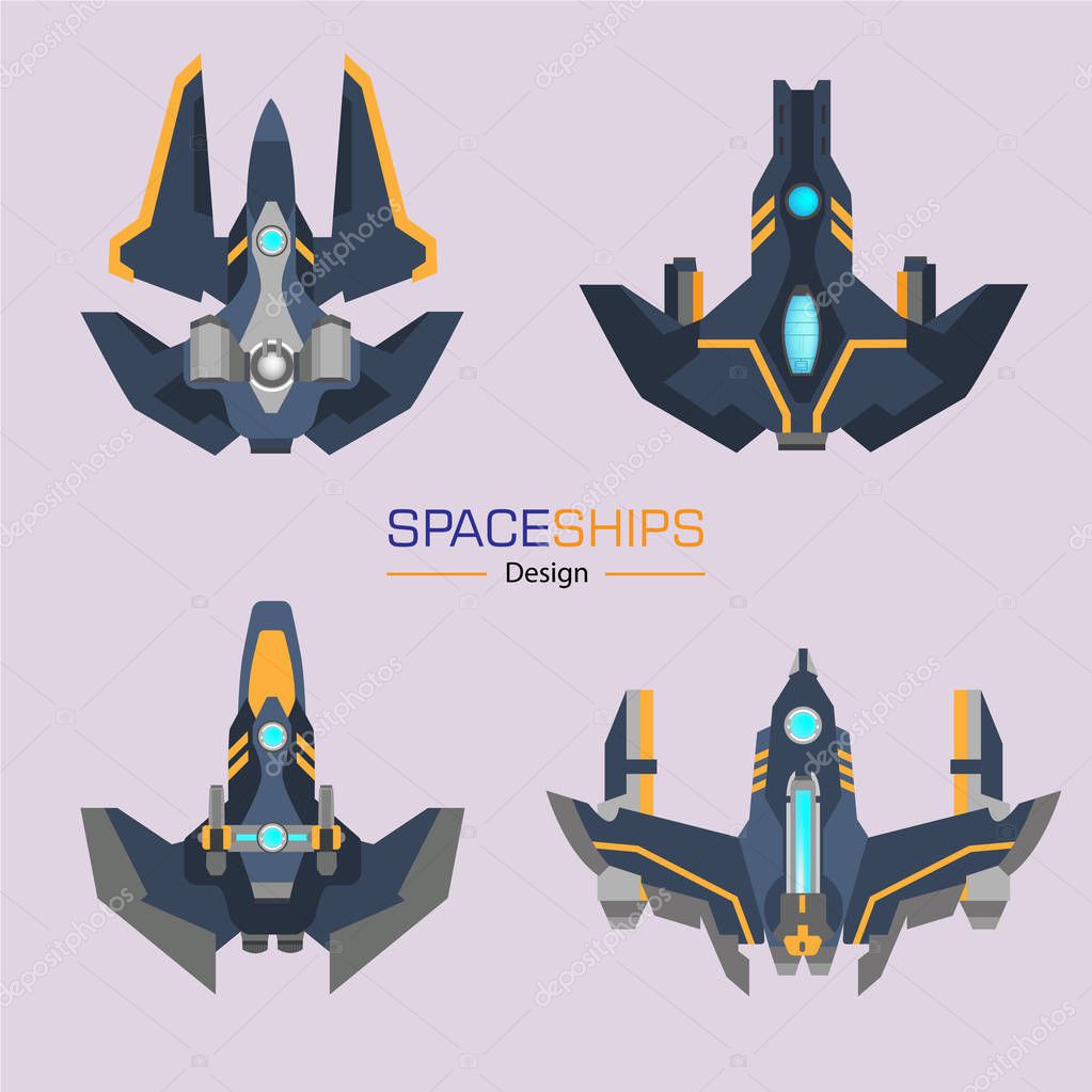 Spaceships vector set — Stock Vector © pui2motif.gmail.com #162706762