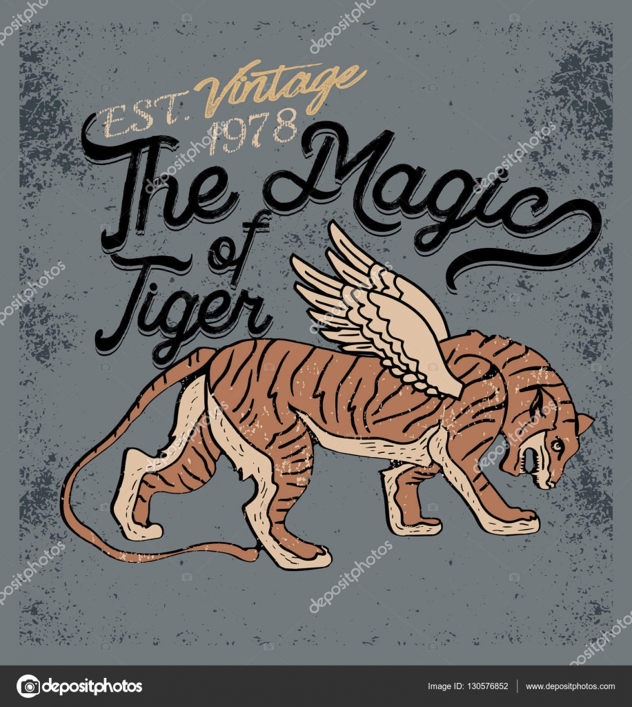 Vintage label with tiger — Stock Vector © VECTURE #130576852