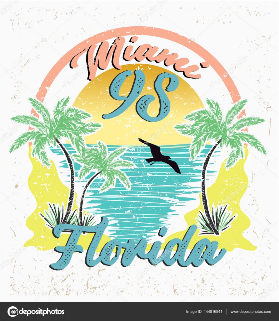 Miami beach illustration — Stock Vector © VECTURE #144816841