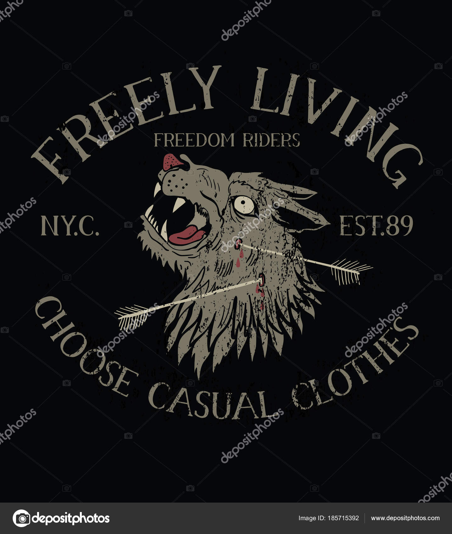 Wolf Arrows Vector Illustration Colorful Print Shirt Stock Vector Image ...