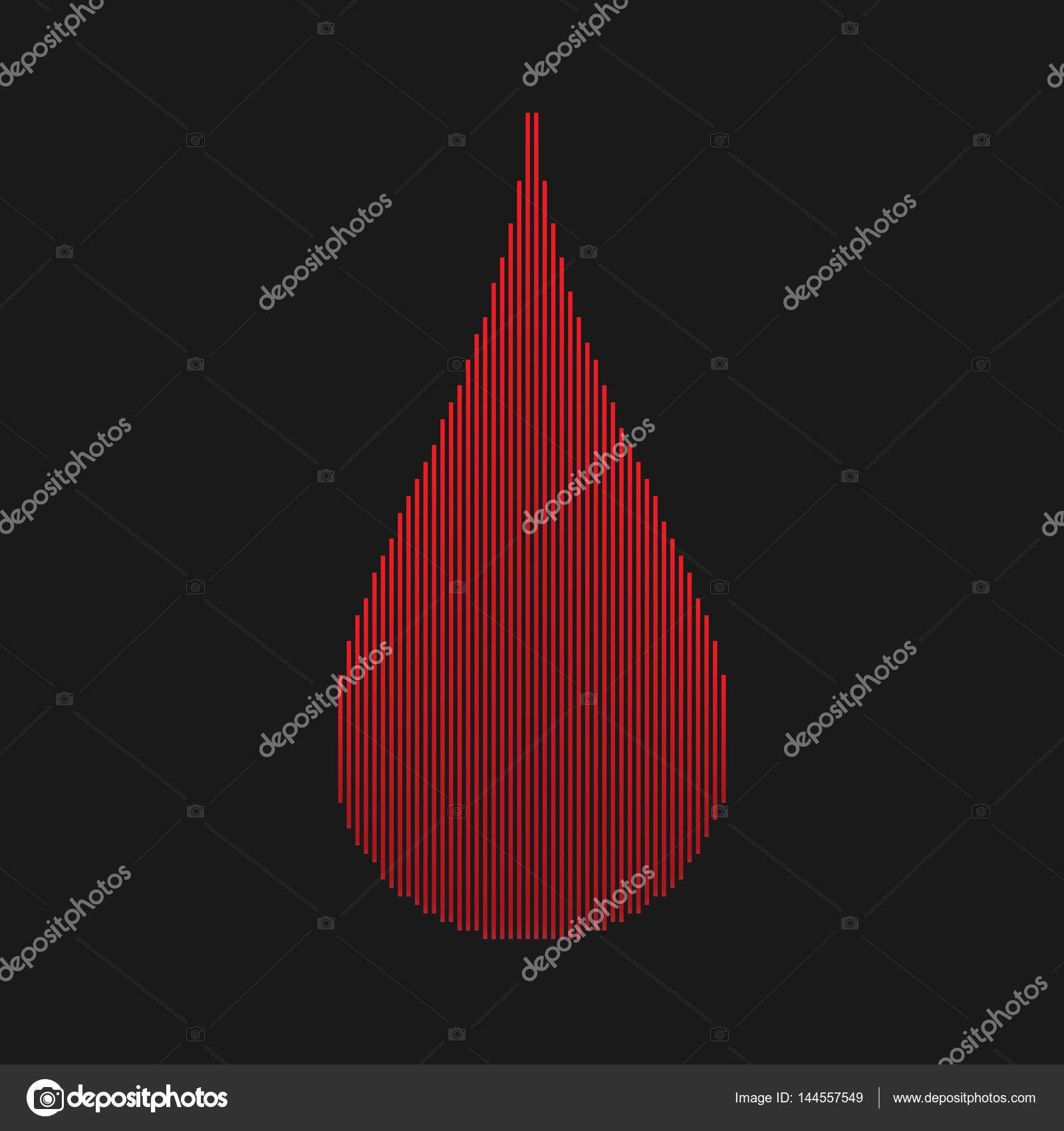 Red halftone linear blood drop on black background. Vector illustration ...