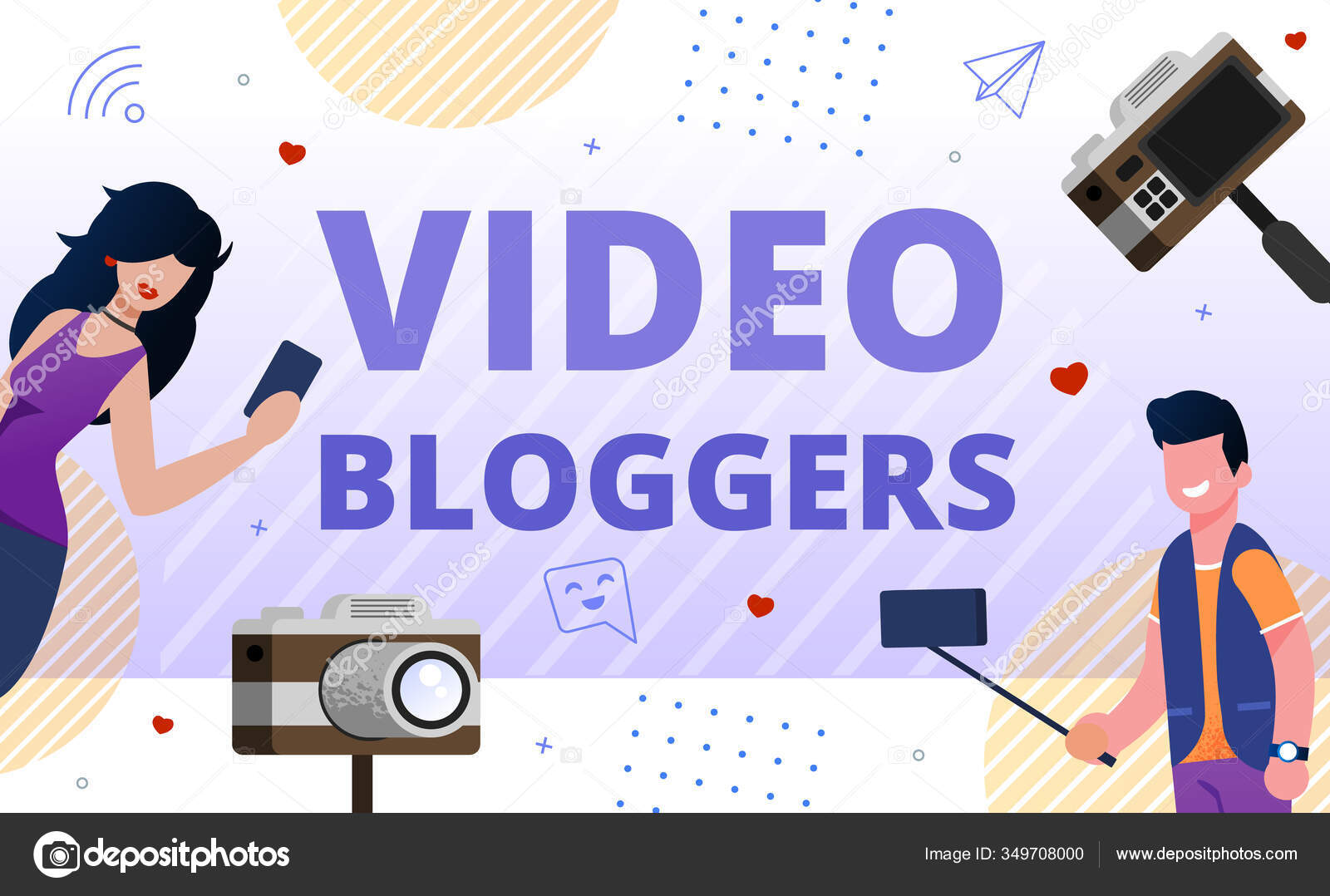 Video Blogger s Community Promotion Flat Poster Stock Vector by ...