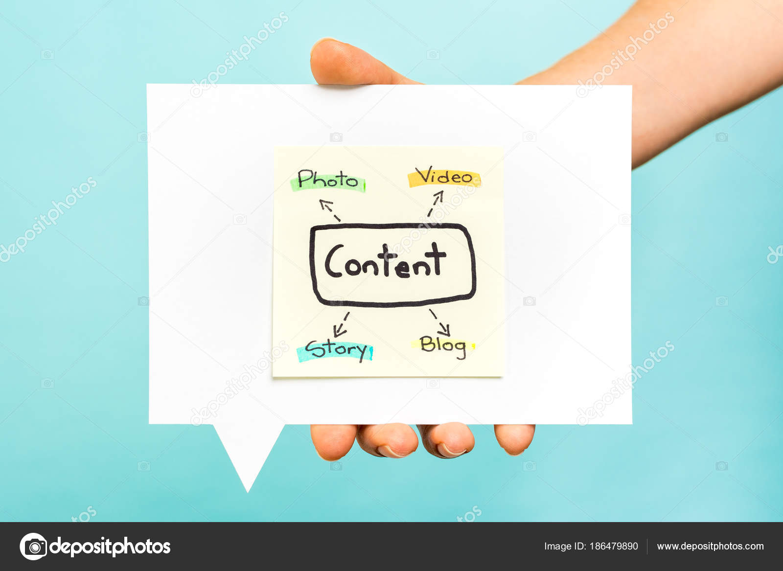 Content Strategy Online Concept Hand Showing Speech Bubble Illustrated ...