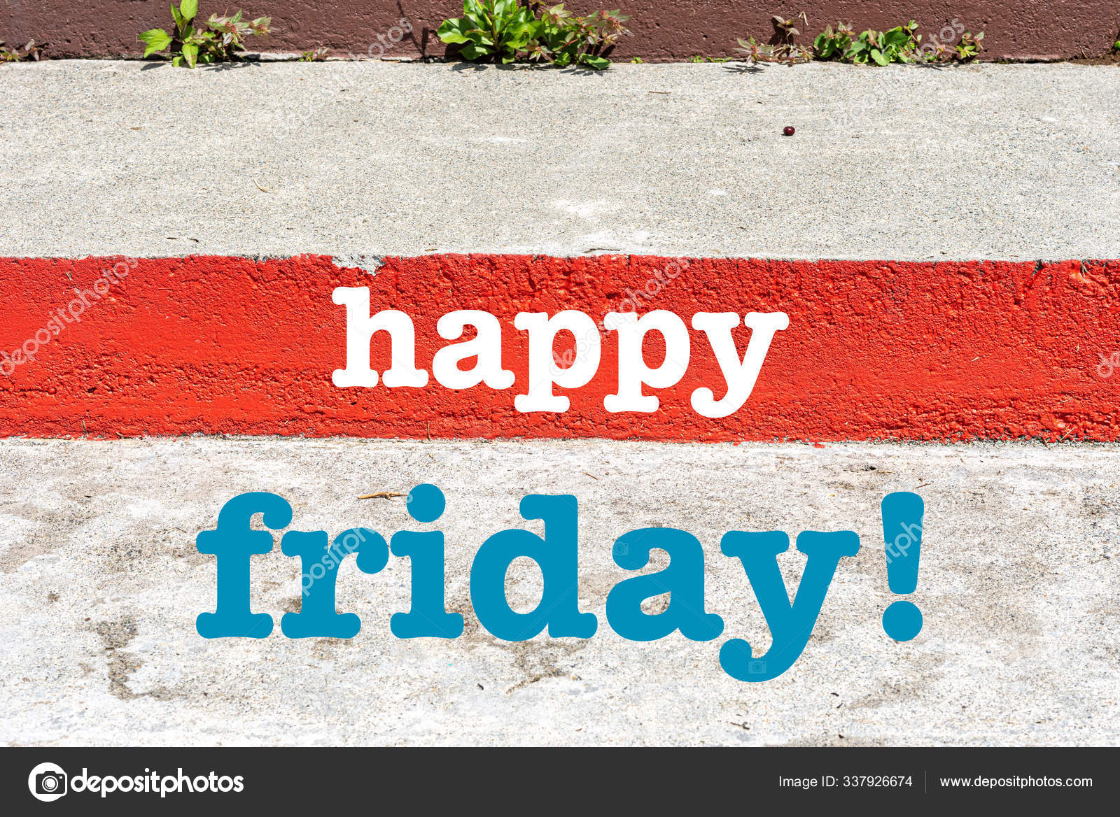 Happy Friday words on ladders with orange and gray texture backg Stock ...