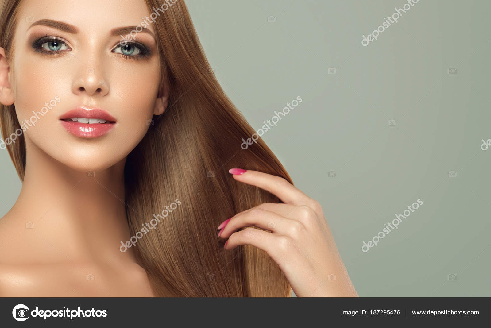 Beautiful Model Girl Shiny Brown Straight Long Hair Keratin ...