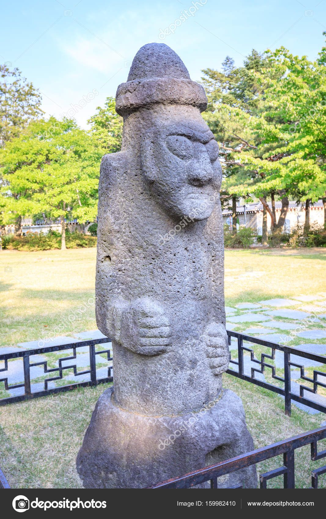 Stone idol - hareubang on Jeju island in South Korea – Stock Editorial ...