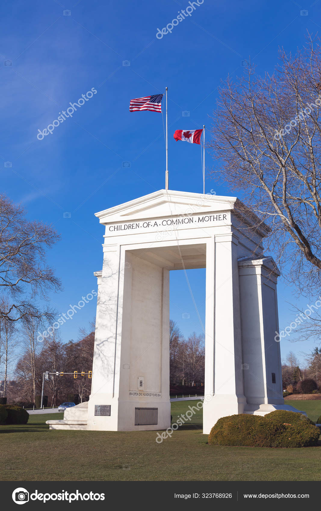 The peace arch border. Peace arch border between Canada and USA ...