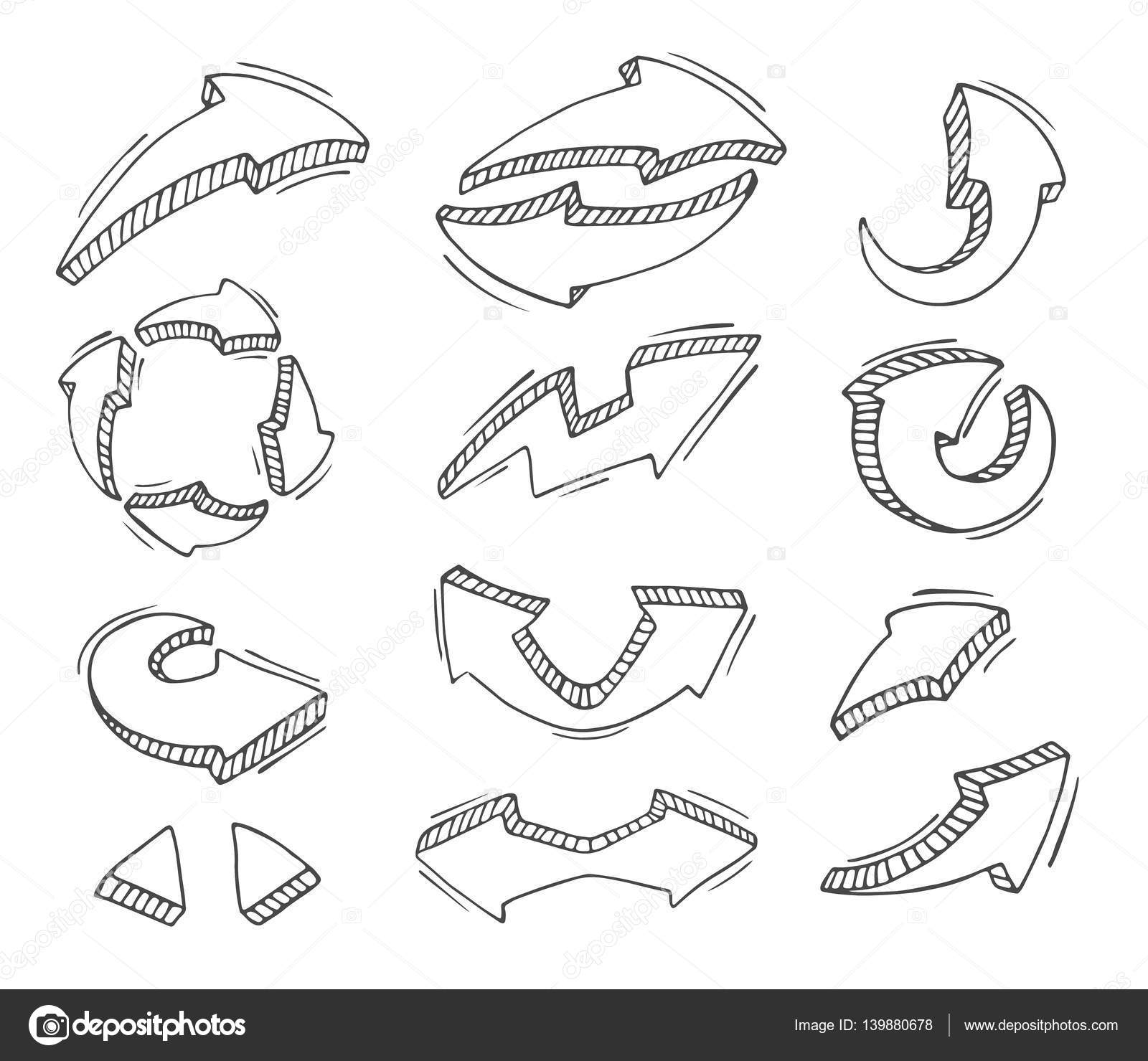 Set of hand draw arrow isolated on white background Stock Vector by ...
