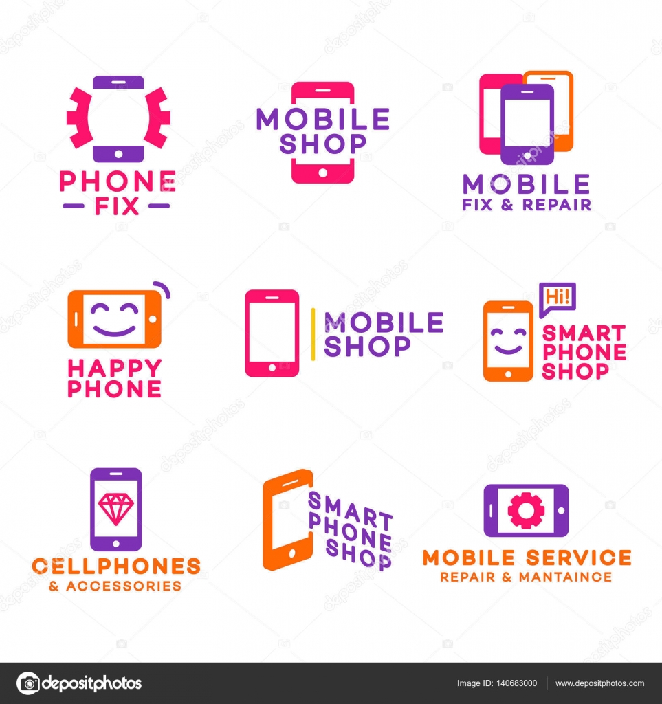 Mobile shop logo set color style Stock Vector by ©VI6277 140683000