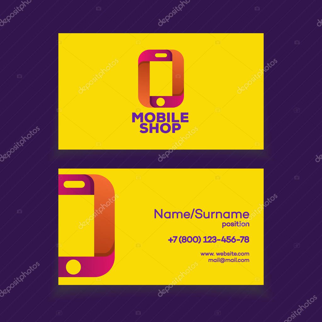 Vector: visiting card design for mobile shop | Mobile shop business ...