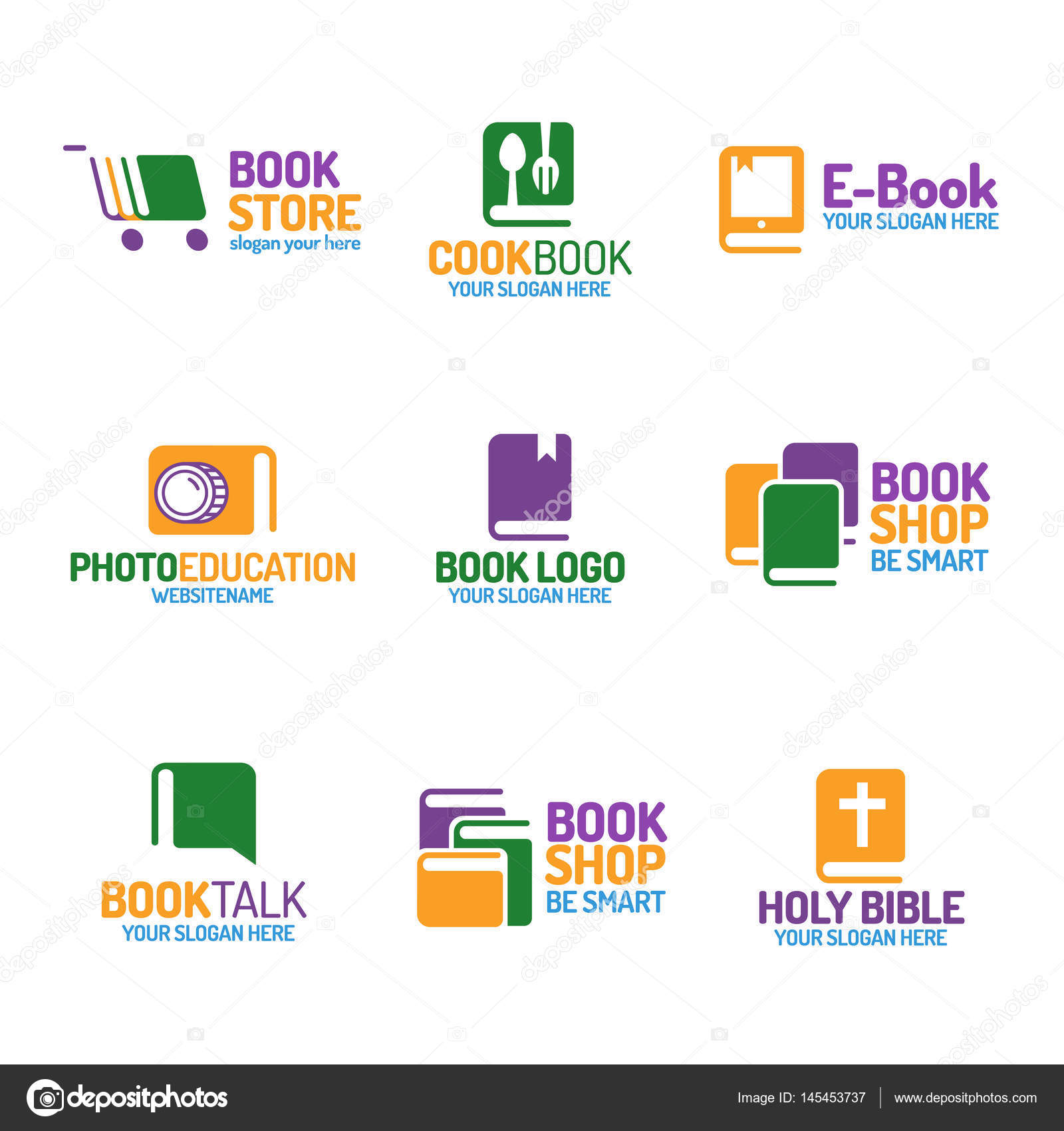 Book logo set flat color style Stock Vector by ©VI6277 145453737