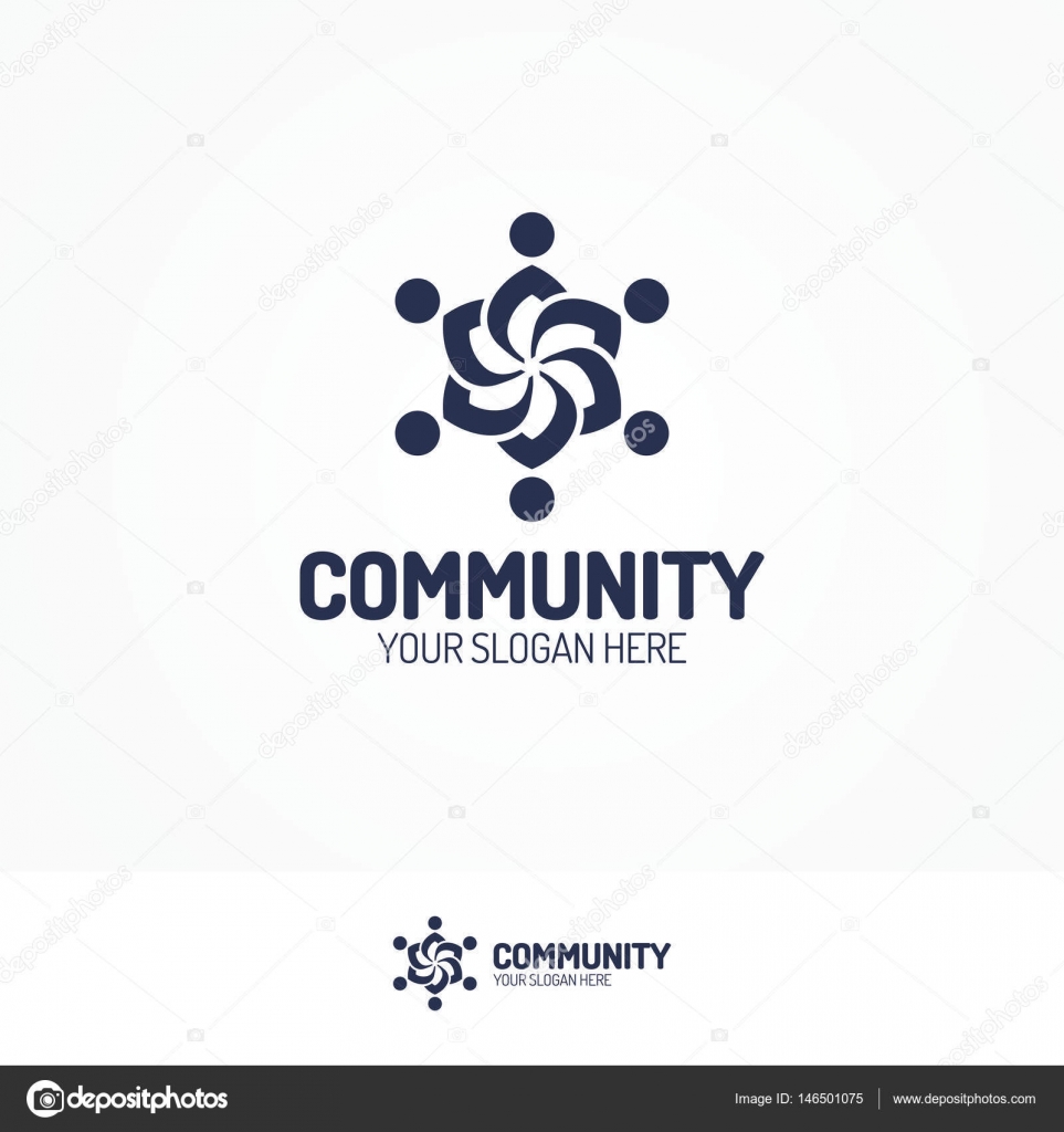 Support community logo consisting as silhouette team people black color ...