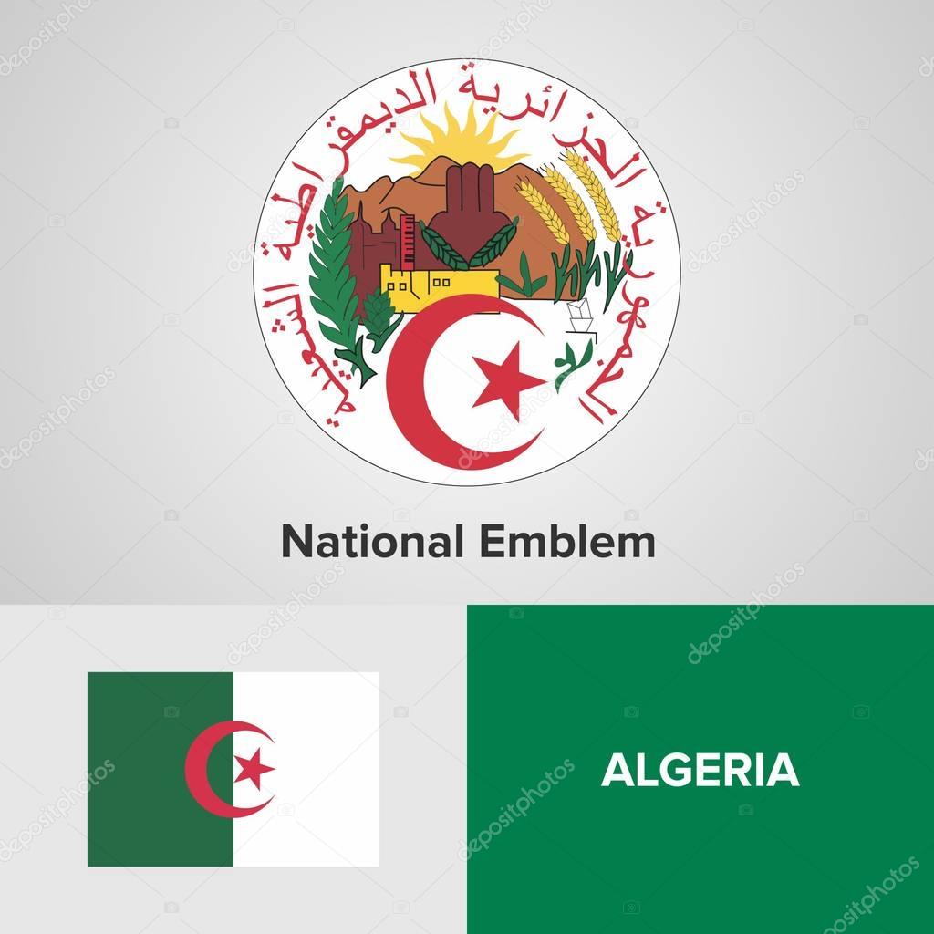 Algeria National Emblem and flag — Stock Vector © shahsoft #147279361