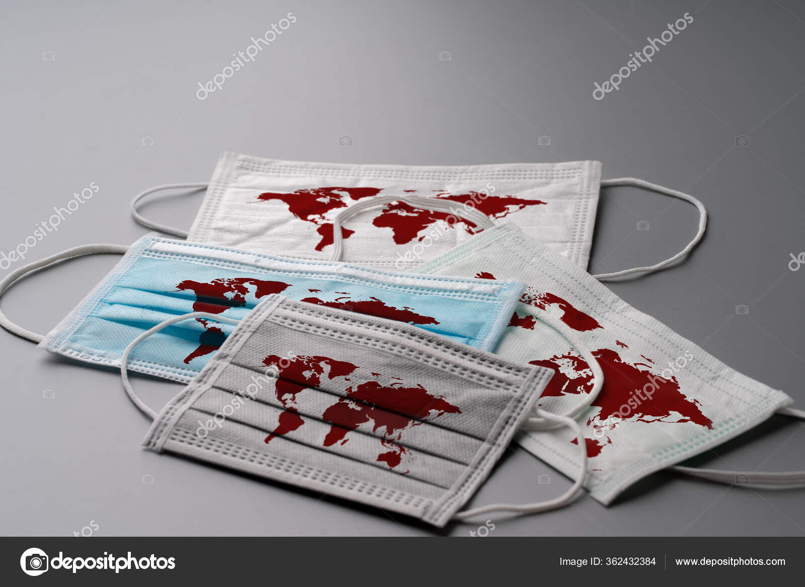Surgery Mask World Map Icon Epidemic Concept Covid Virus Stock Photo by ...