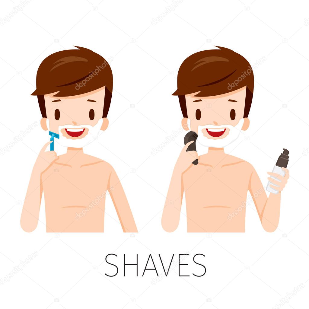 Man Shaving Beard By Razor And Shaver — Stock Vector © MatoomMi #183293086 Man Shaving Beard By Razor And Shaver — Stock Vector © MatoomMi #183293086