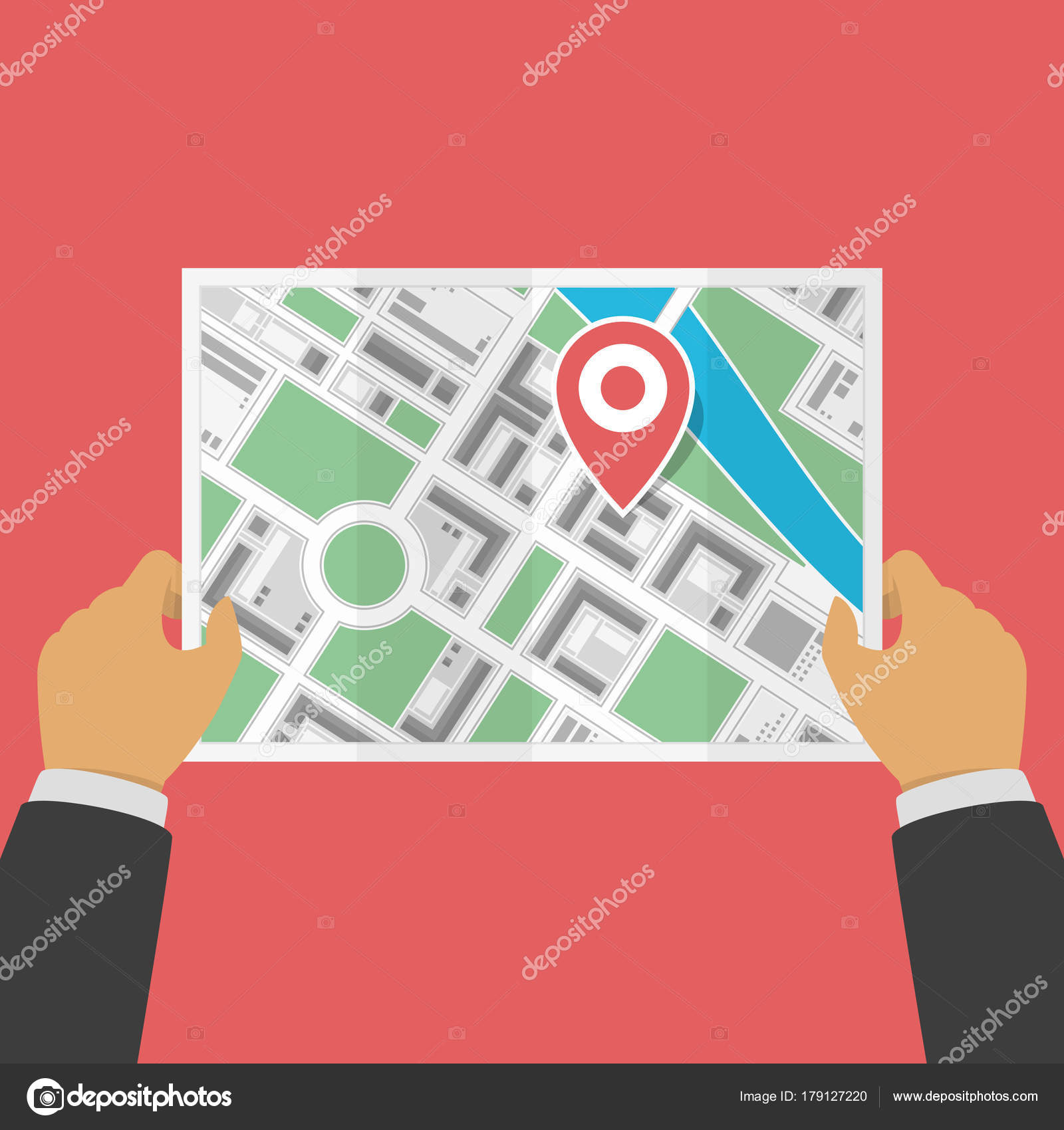 Hands holding city map. Stock Illustration by ©art-sonik #179127220