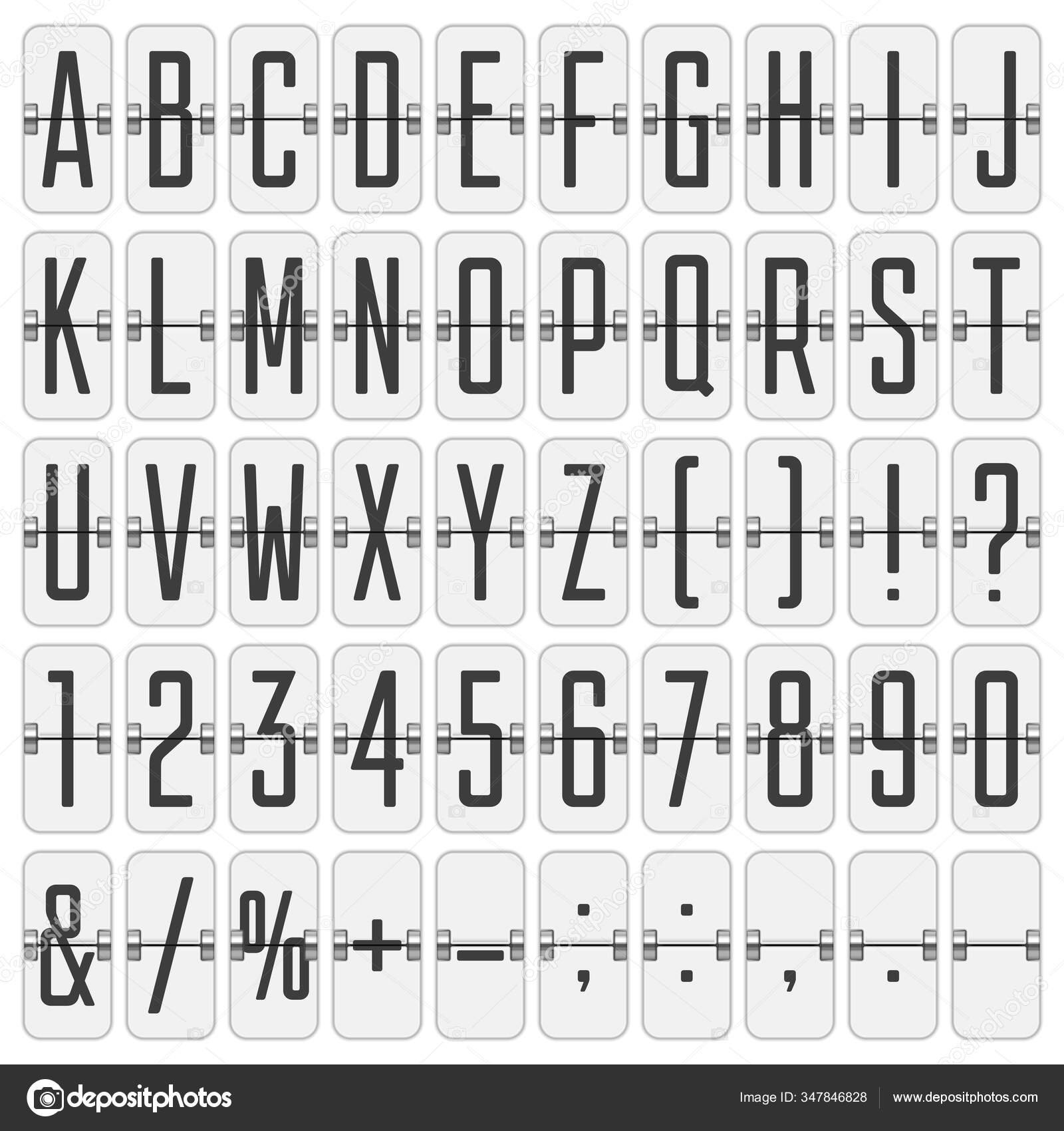 Realistic flip alphabet and numbers. Stock Vector by ©art-sonik 347846828