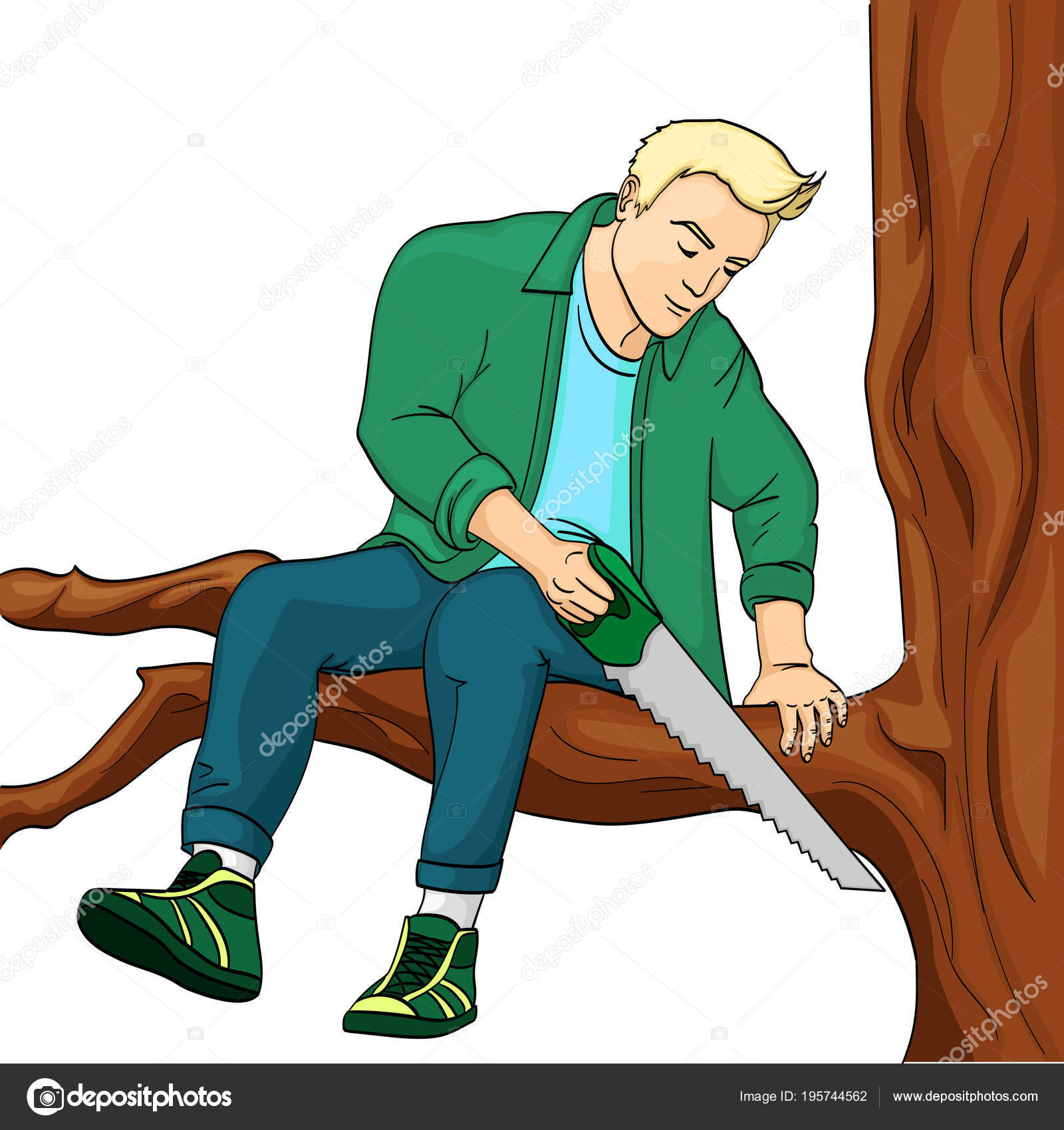 Man Cutting Trees Clipart