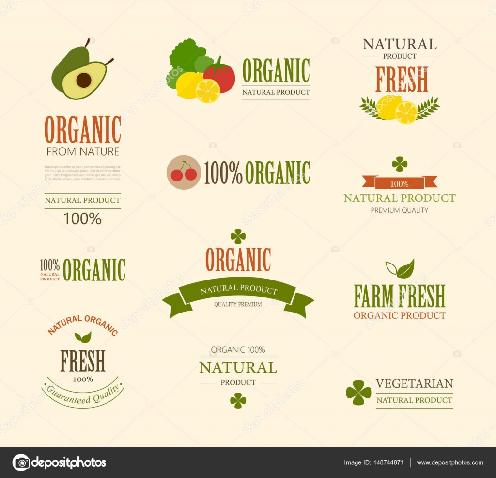 Set of Fresh Organic Label and Element. Nature label. Banner nat Stock ...