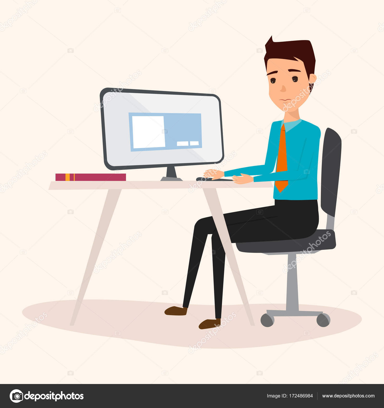 Business man working with a computer. programer character. illustration ...