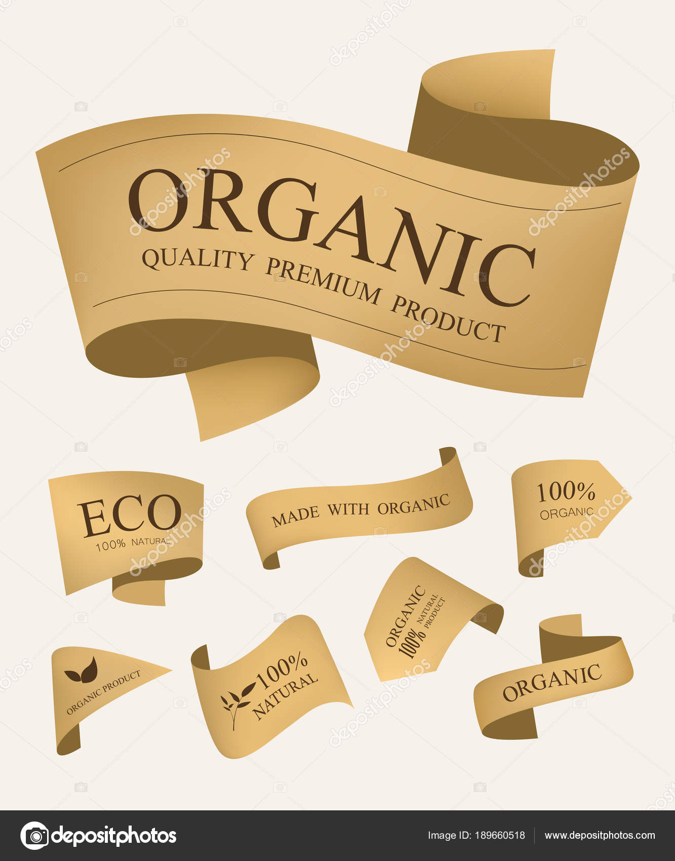Natural Label Organic Label Brown Color Vintage Labels Badges Design ...