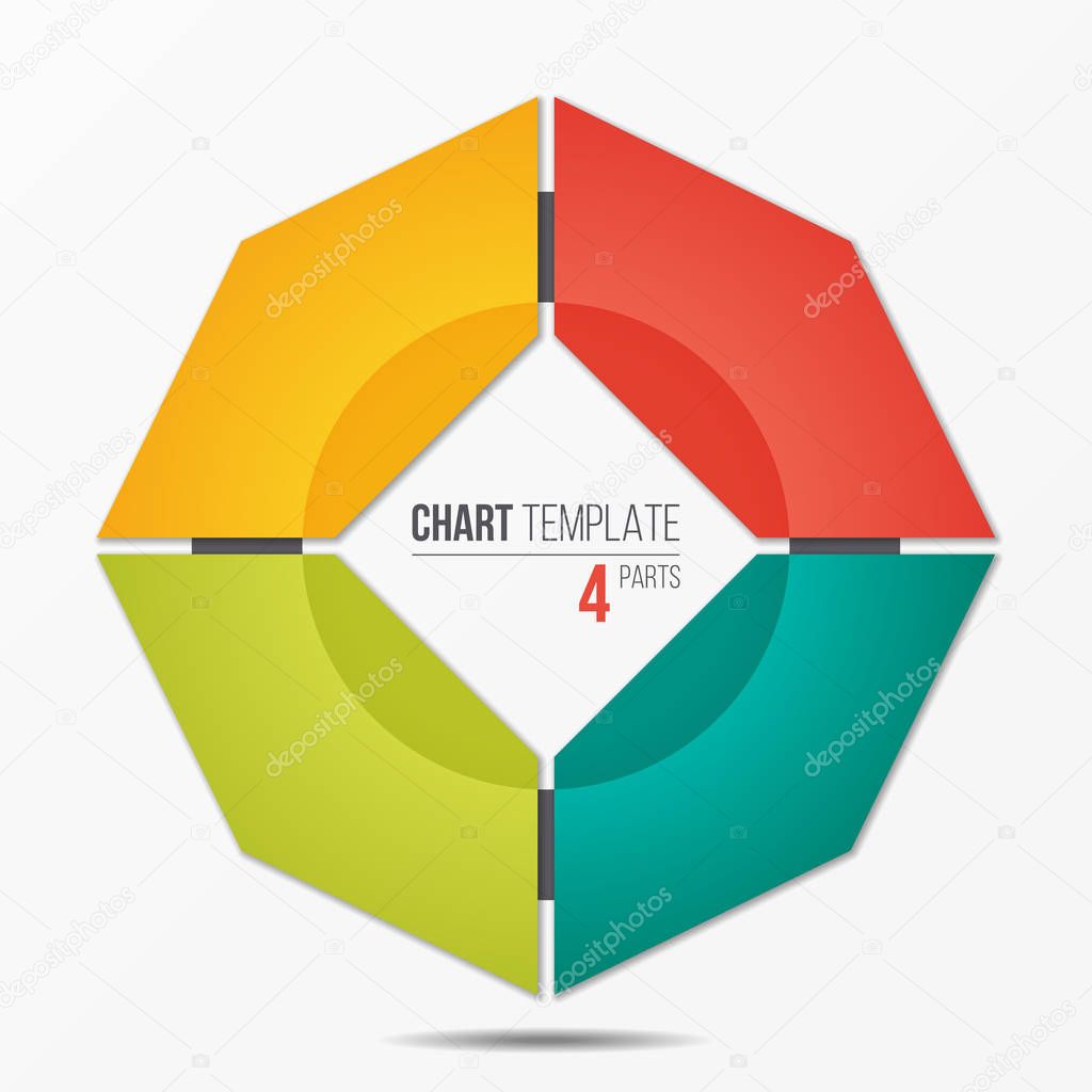 Plantilla de infografía de diagrama de círculo poligonal con 4 partes 2023